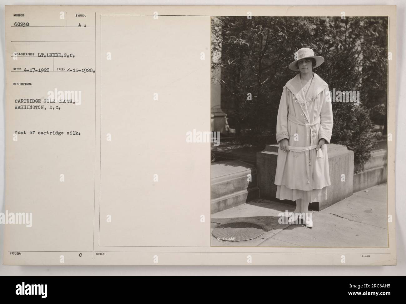 A photograph showing a coat made from cartridge silk cloth, taken in ...