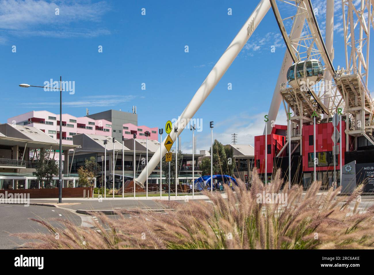 Melbourne Star Observation Wheel and Harbour Town Shopping Area Stock ...