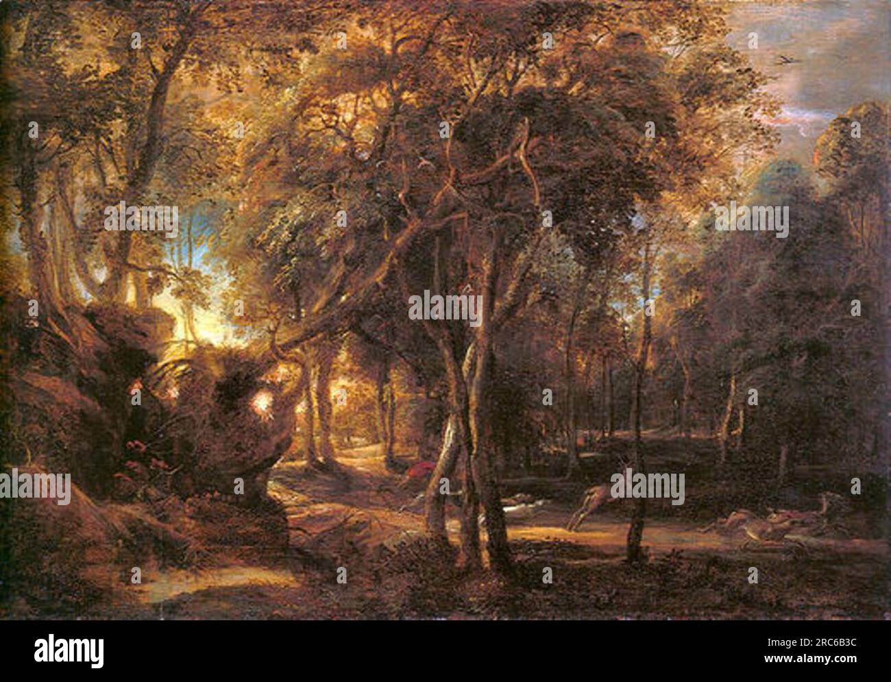 Forest Landscape at the Sunrise 1635 by Peter Paul Rubens Stock Photo ...