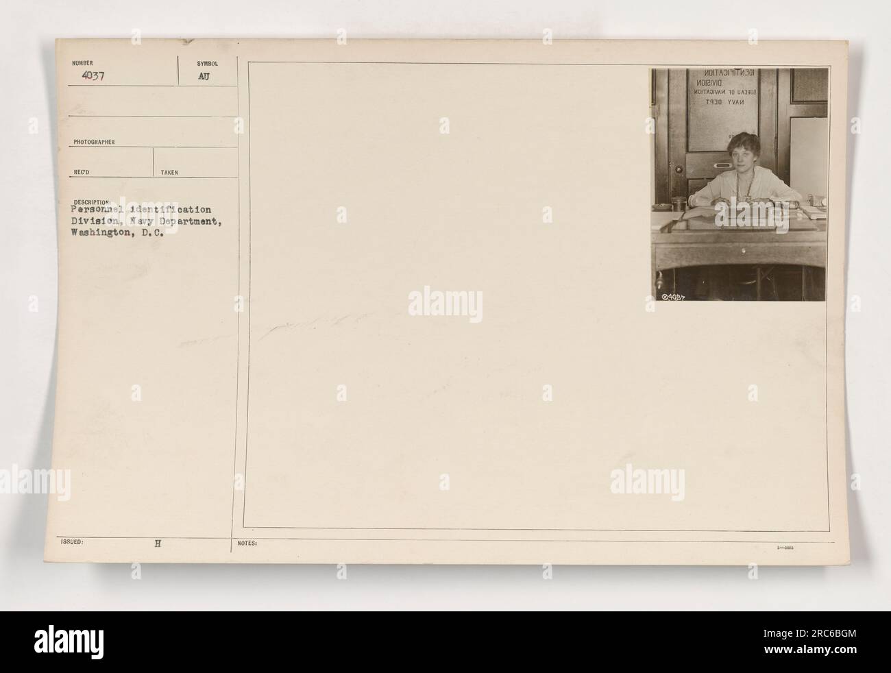 Personnel Identification Division of the Navy Department in Washington ...