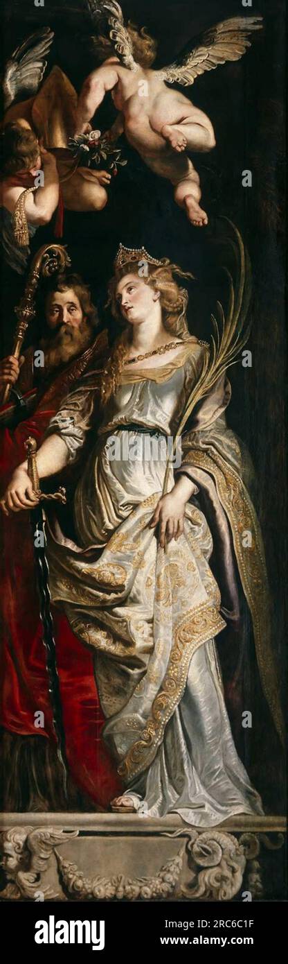 Raising of the Cross - Sts Eligius and Catherine 1610 by Peter Paul Rubens Stock Photo - Alamy