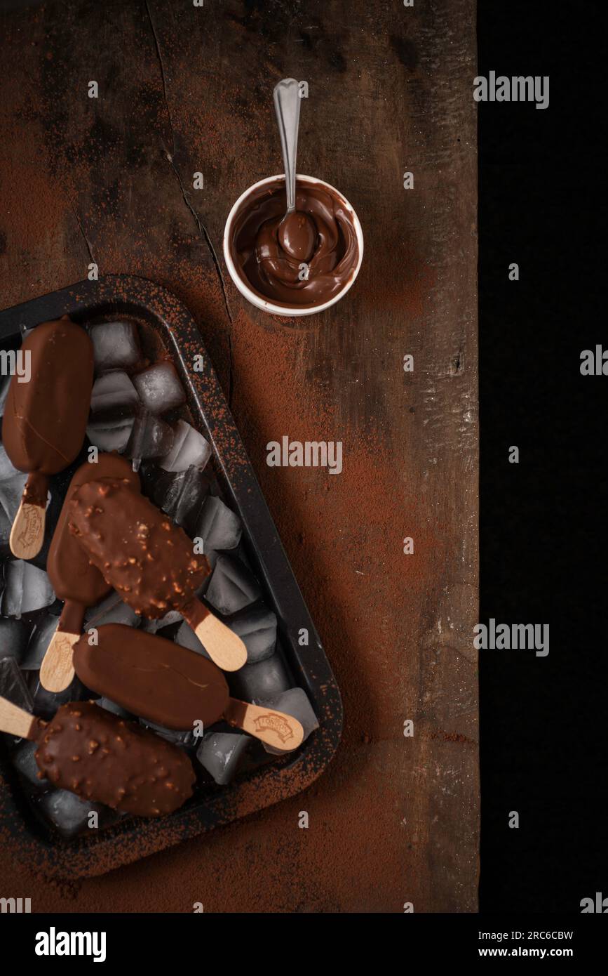 A choc ice or ice cream bar is a frozen dessert Stock Photo - Alamy