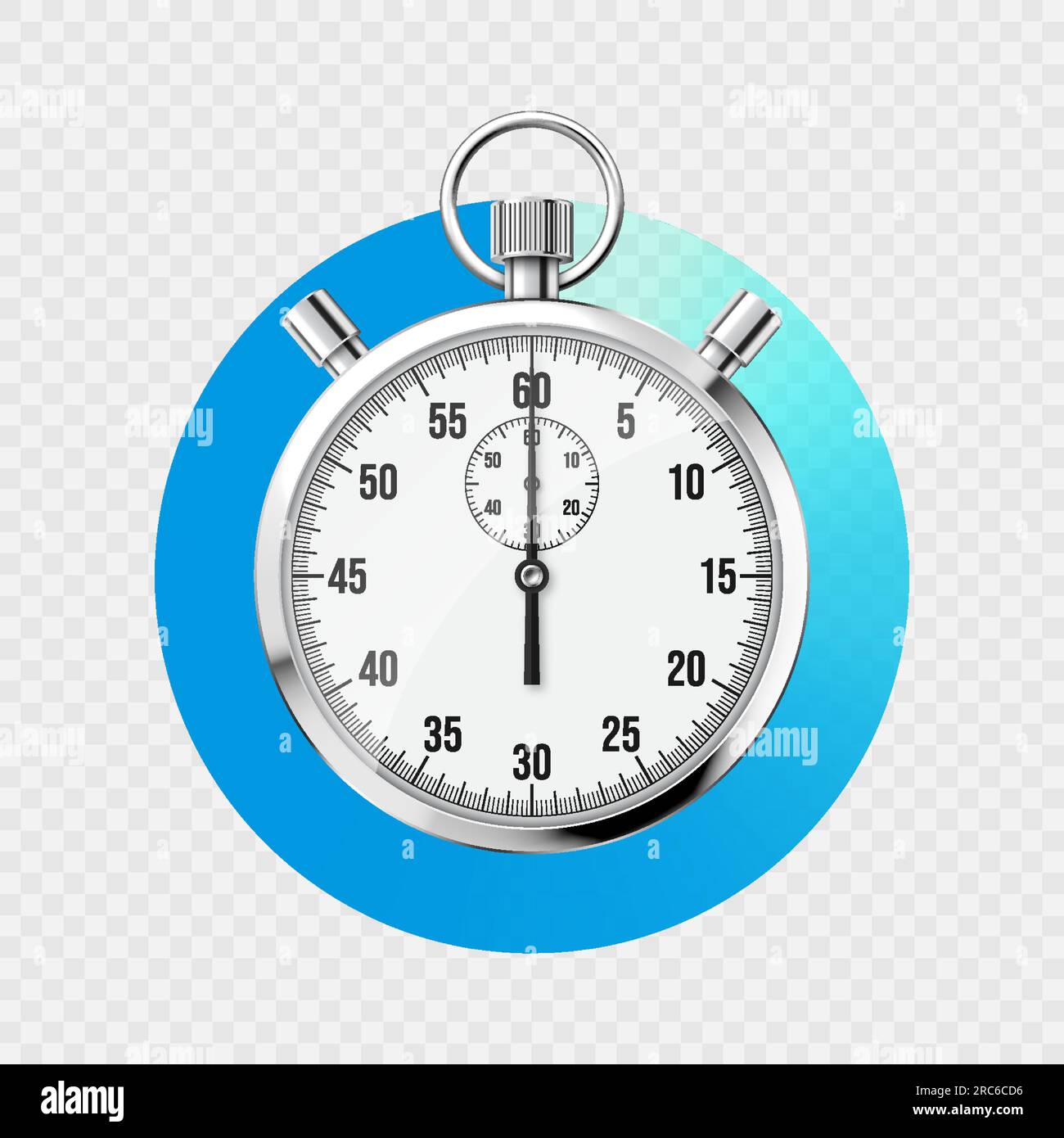 Realistic classic stopwatch. Shiny metal chronometer, time counter with ...