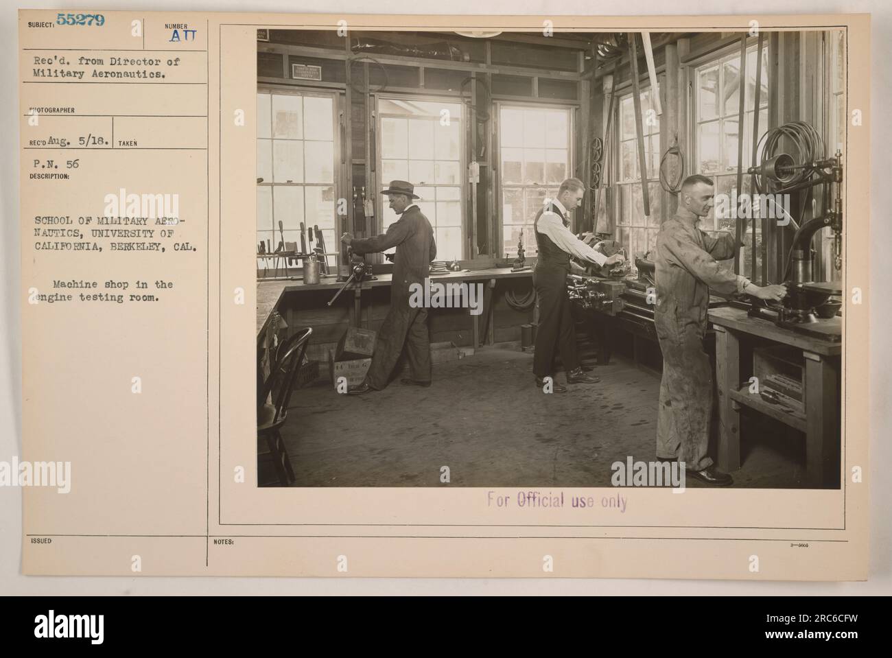 Machine shop in the engine testing room at P.N. 56 School of Military ...