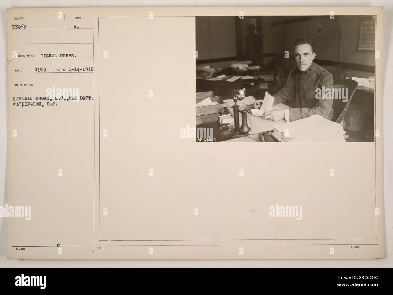 Captain Brown of the Signal Corps in the War Department at Washington ...