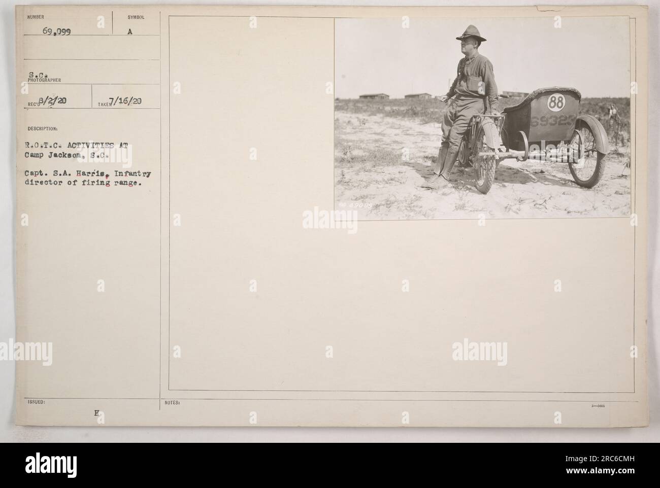 Image shows Captain S.A. Harris, Infantry Director of the firing range ...