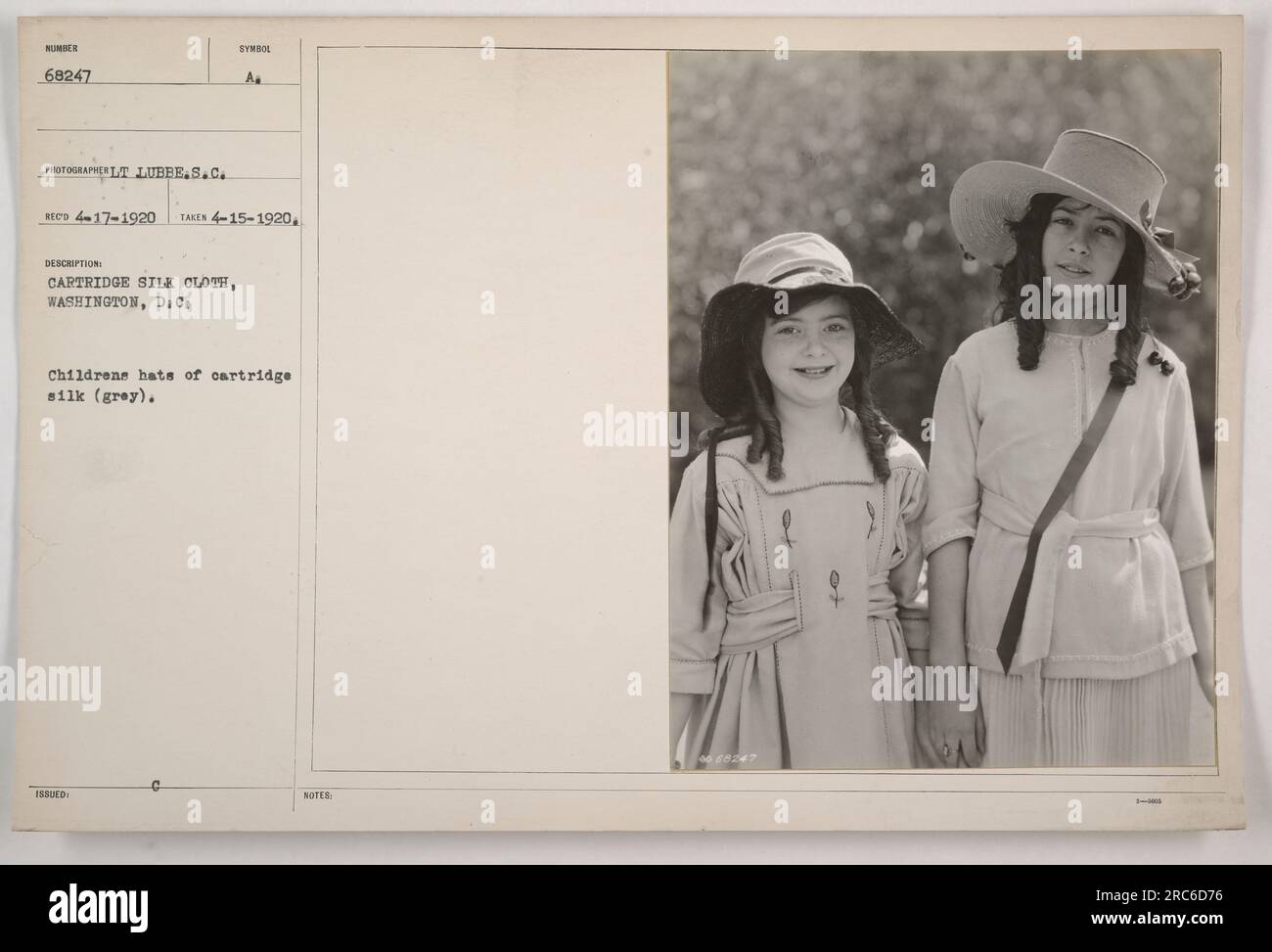 Children's hats made from grey cartridge silk cloth in Washington, D.C ...