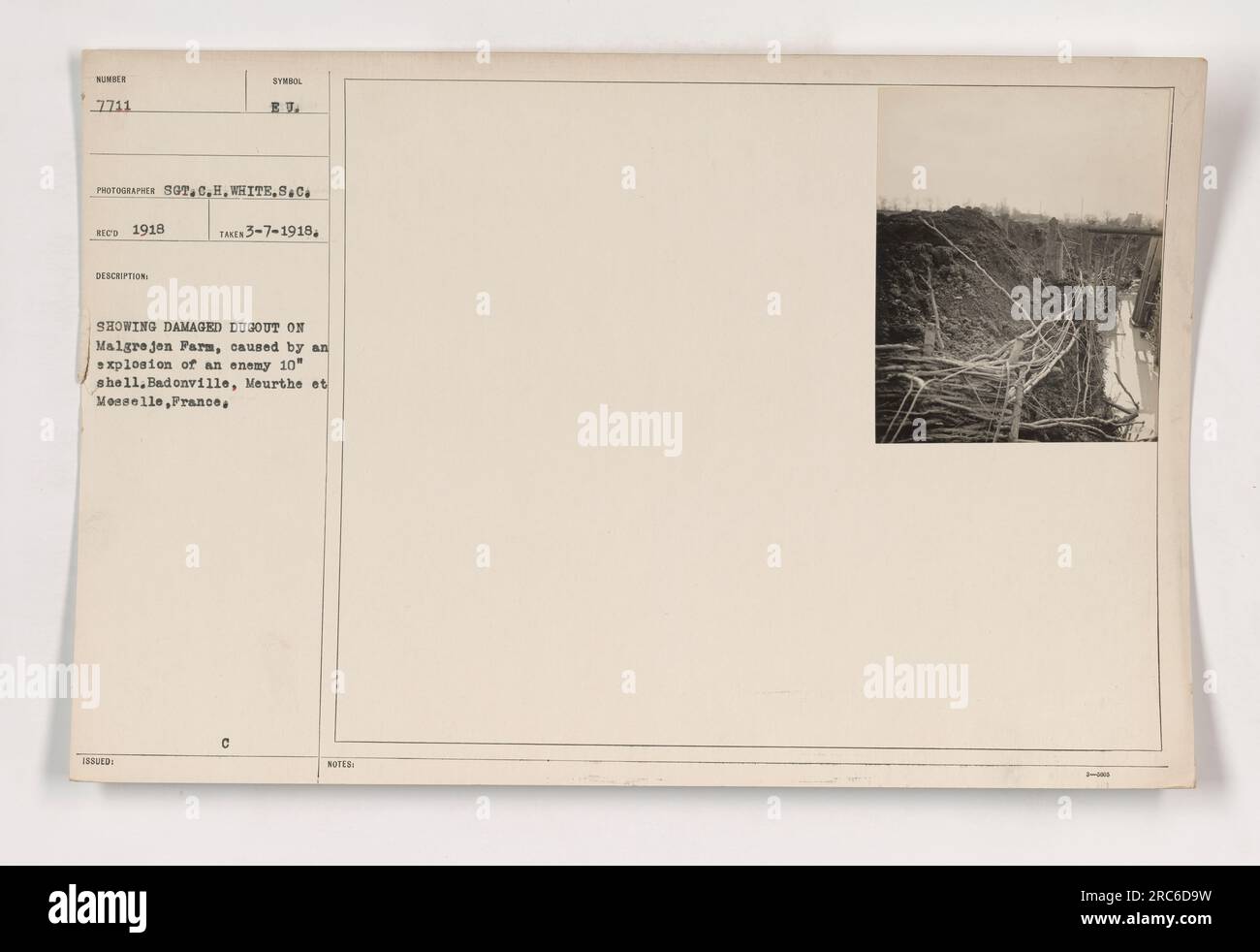 Damage caused by an enemy 10-inch shell explosion at Malgrejen Farm in ...