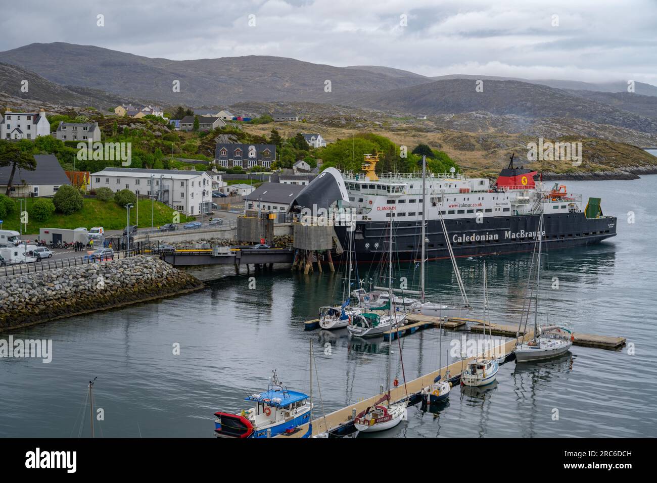 The CalMac ferry Clansman in the harbour at Tarbert The Isle of Harris ...