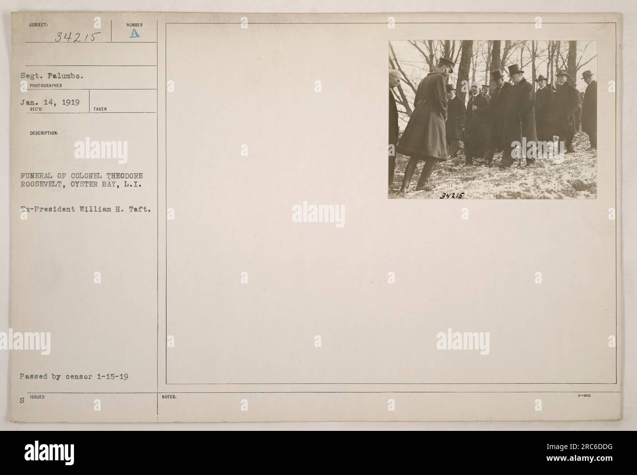 Sgt. Palumbo captured this photo on January 14, 1919 during the funeral ...