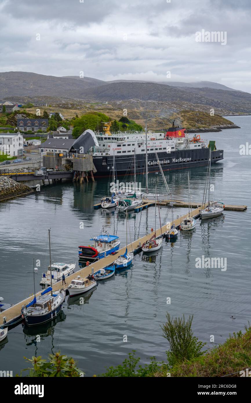 The CalMac ferry Clansman in the harbour at Tarbert The Isle of Harris ...