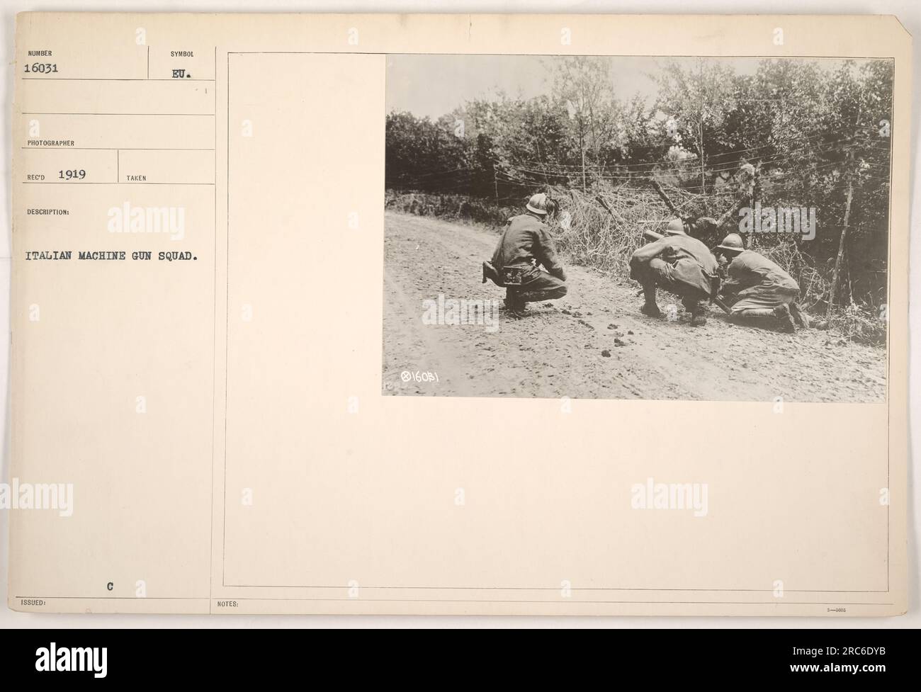 Italian machine gun squad in action during World War I. Photograph ...