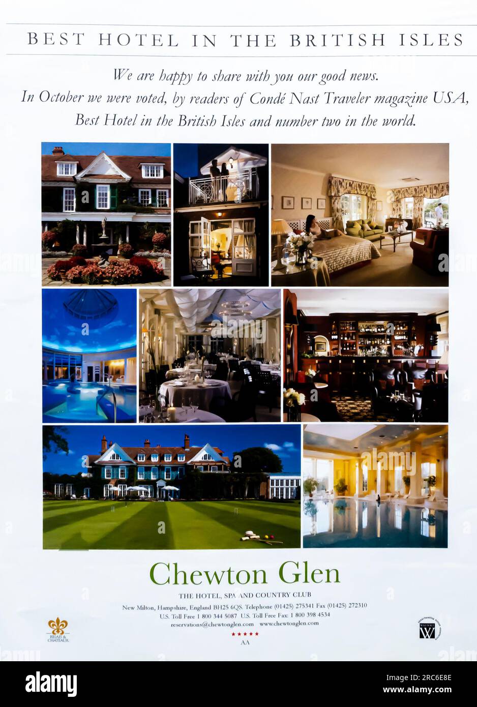 Chewton Glen Hotel & Spa - best hotel in the British Isles advert in a ...