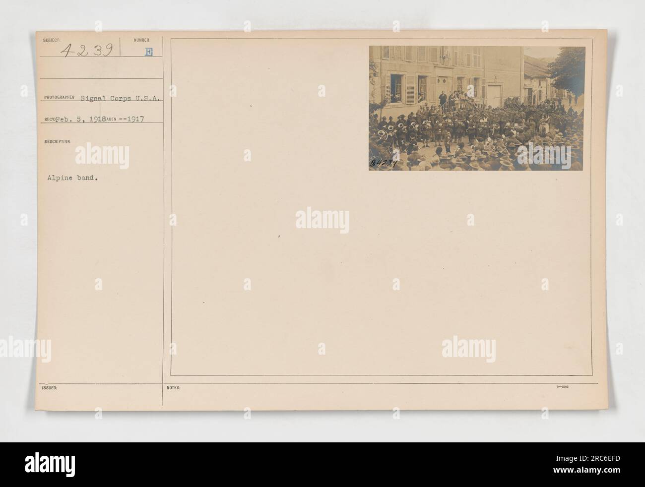 An Alpine band from the Signal Corps of the U.S. Army, photographed on ...