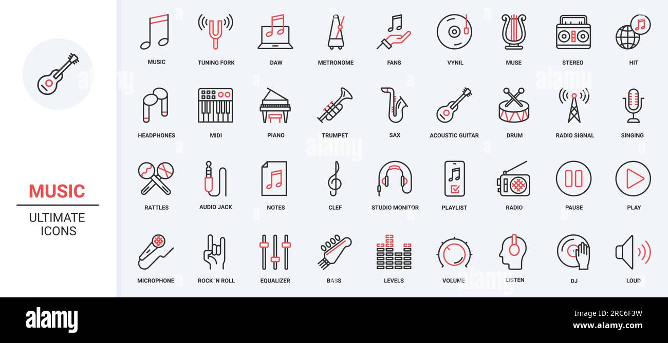 Interface menu buttons volume control pictogram, microphone headphone ...