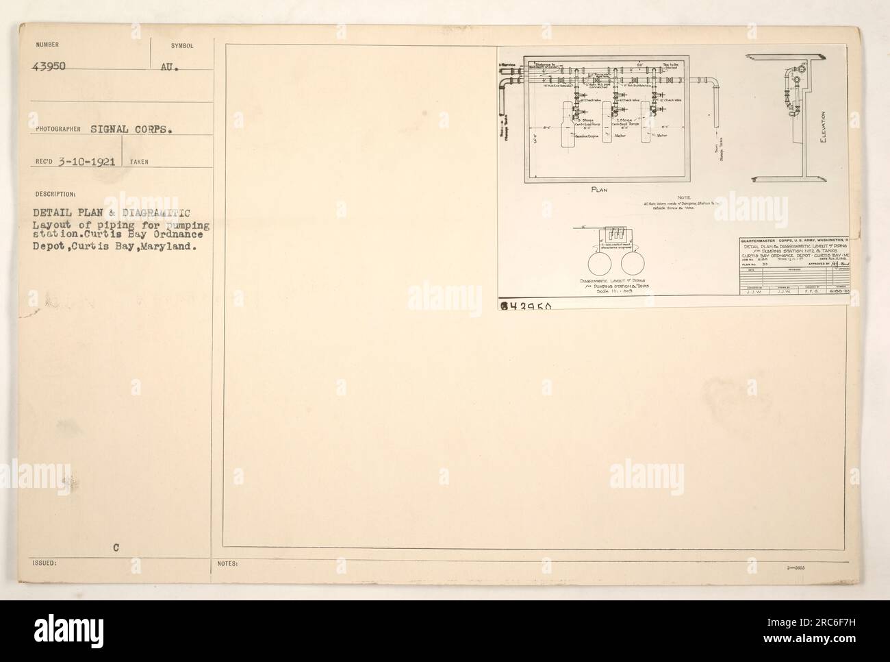 Detail plan and diagram showing the layout of piping for a pumping ...
