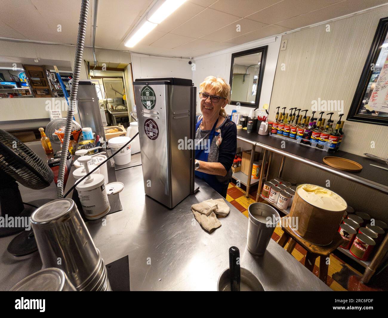 The milk shake queen serving up the world famous milk shakes at Fields ...