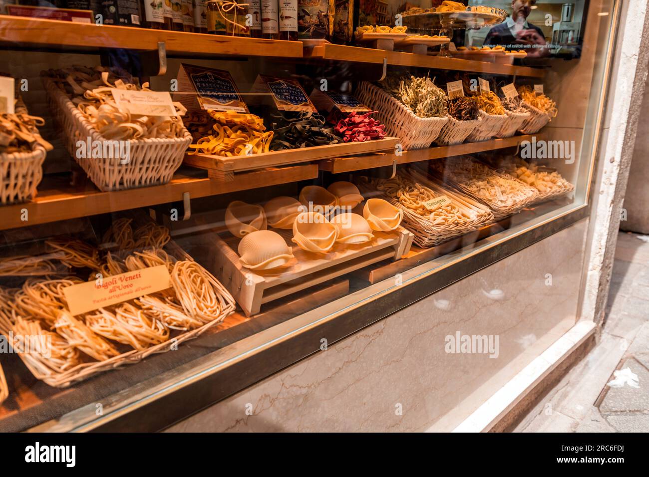 Venice, Italy - April 4, 2022: Traditional Italian pasta products ...