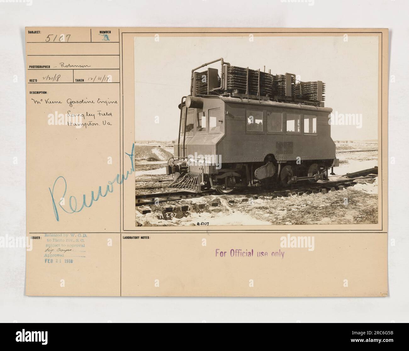 "Photograph shows a Kune Gasoline Engine at Langley Field in Hampton ...