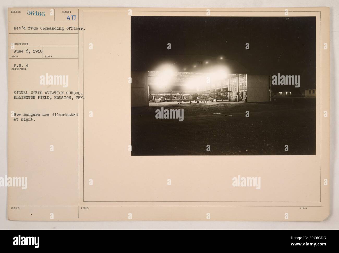 Nighttime illumination of hangars at the Signal Corps Aviation School ...