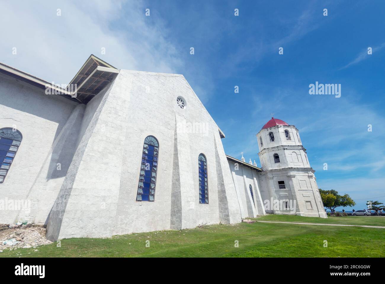 Exterior view of the holy Catholic edifis,showing it's prominent bell ...