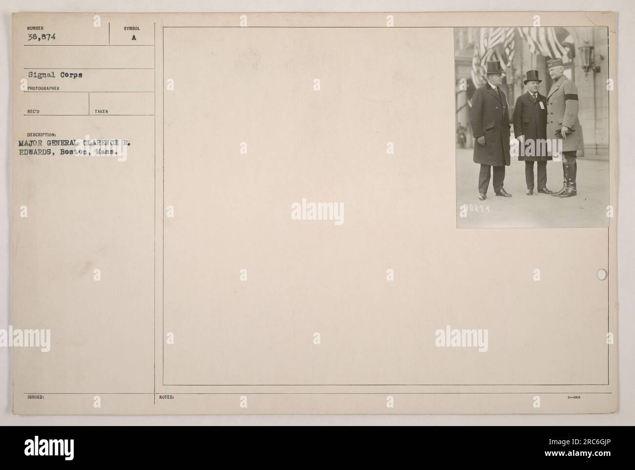 Major General Clarence R. Edwards, from Boston, Massachusetts, in an ...