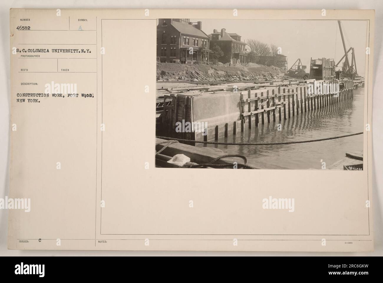 Construction work taking place at Fort Wood in New York during World ...