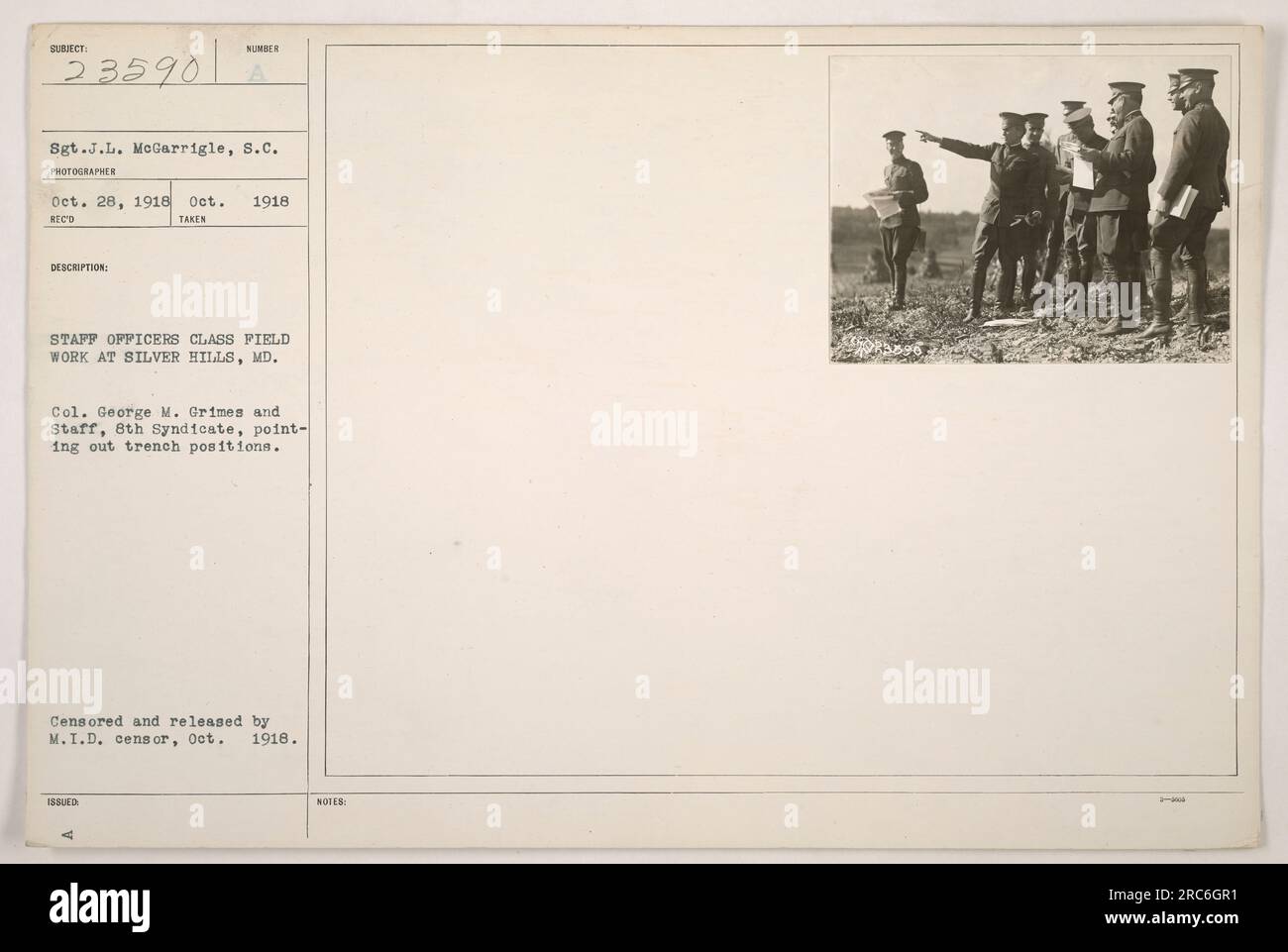 Silver Hills, Maryland - October 1918: Sgt. J.L. McGarrigle captured an ...