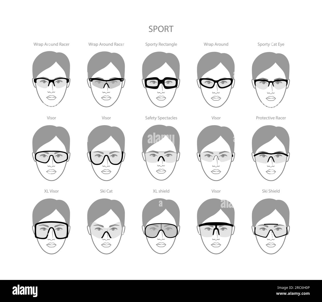 Set of Sport frame glasses on women face character fashion accessory ...