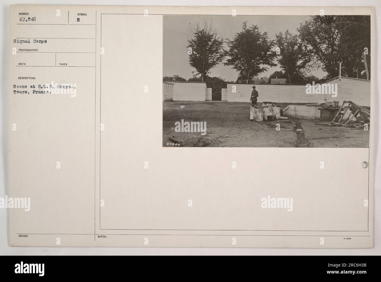 Soldiers gathering at the S.O.S. headquarters in Tours, France during ...