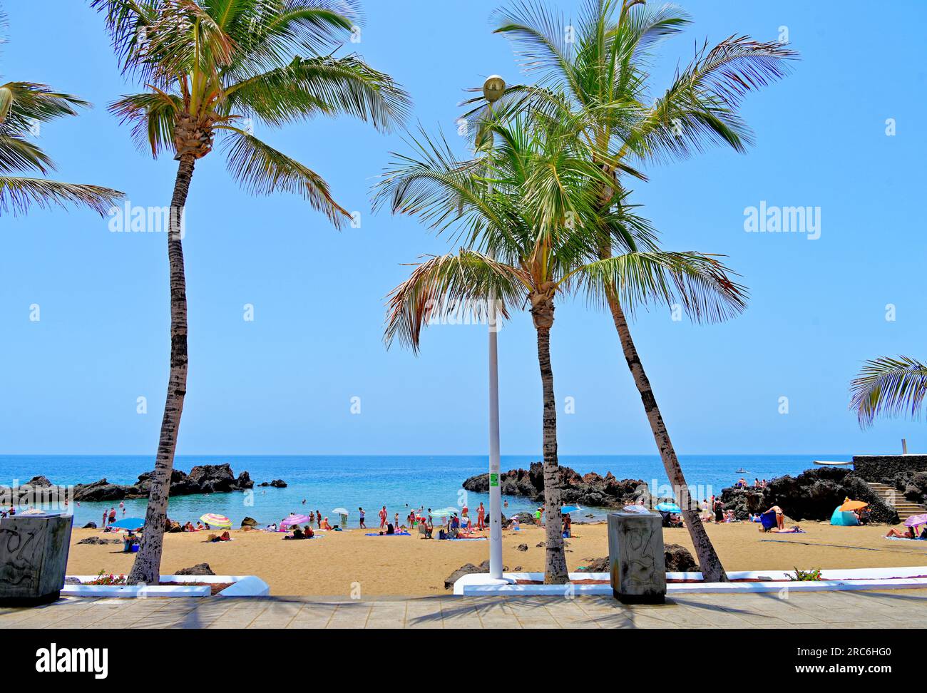 Lanzarote Canary Islands Puerto Del Carmen Playa Chica with swimmers ...