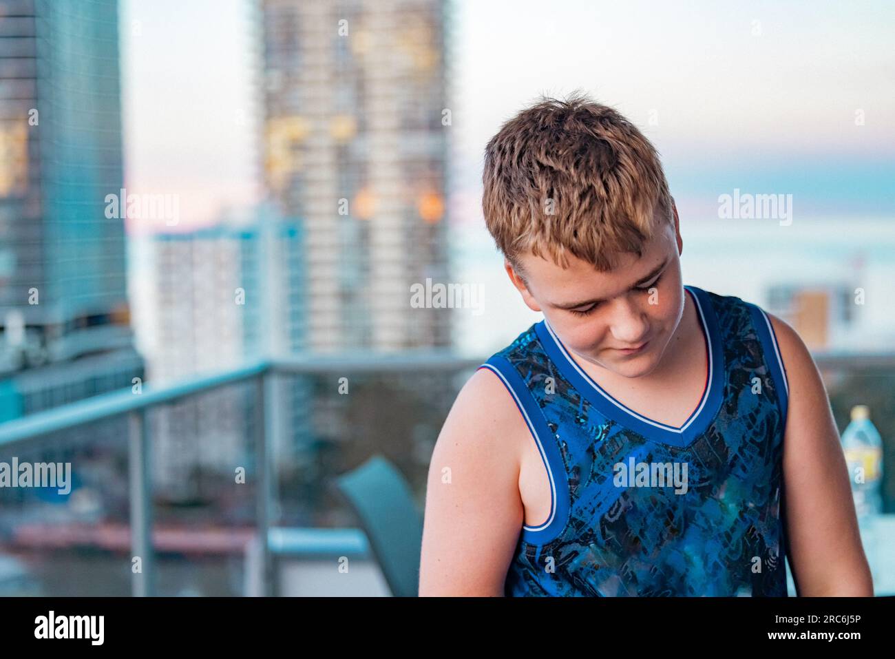 Boy on a balcony hi-res stock photography and images - Alamy