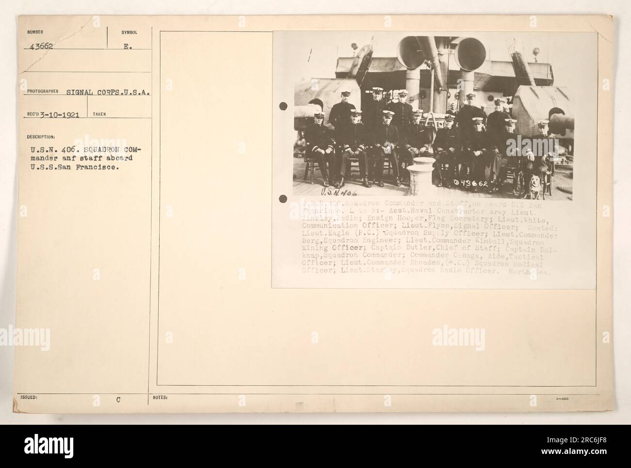 U.S. Navy 406th Squadron Commander and Staff, aboard U.S.S. San ...