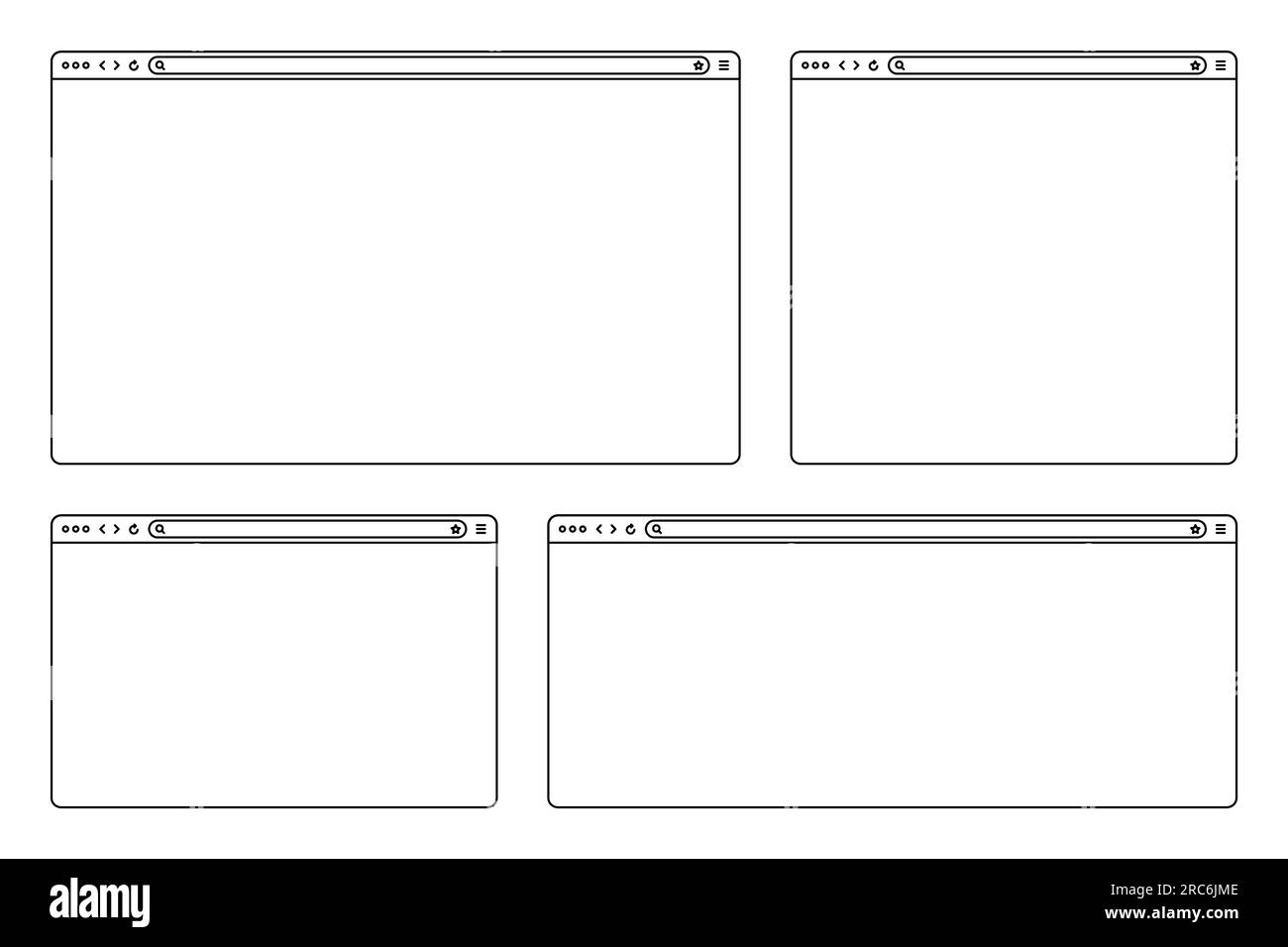 Blank web browser, internet page window with toolbar and search field ...