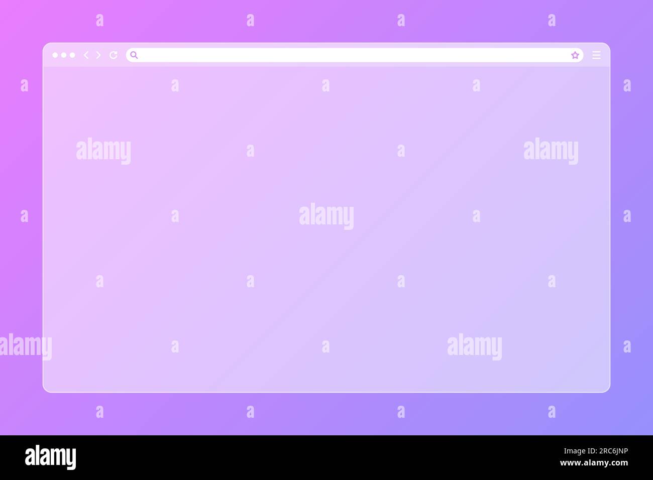 Blank transparent web browser window with toolbar and search field on ...