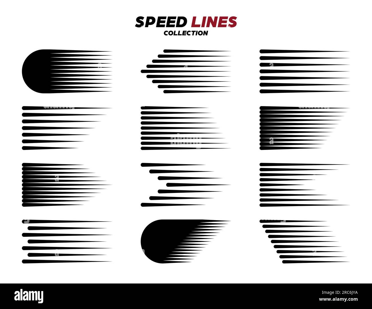 Black cartoon or comic speed lines with round corners. Simple line with ...
