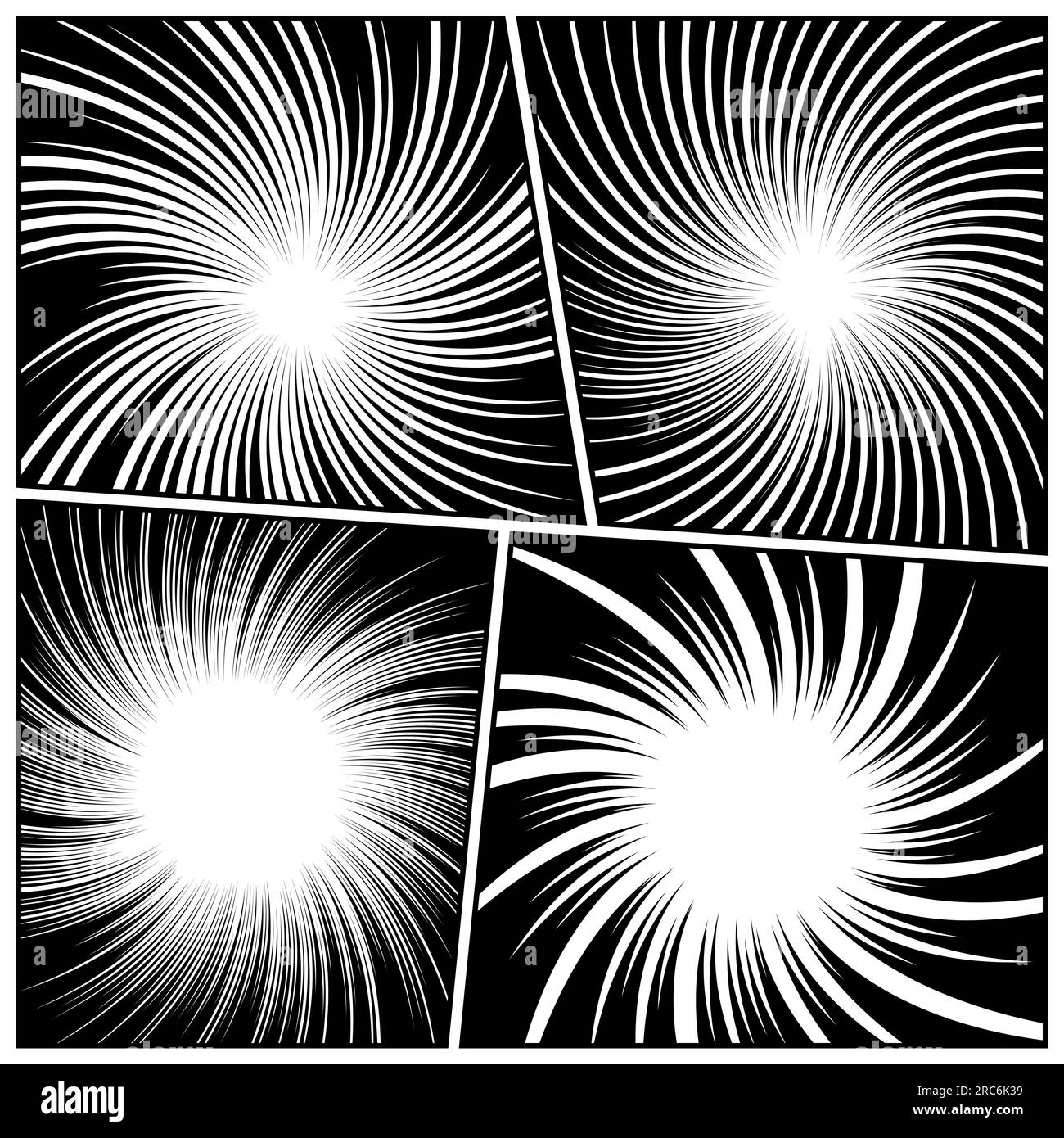 Twisted comic book radial rays, lines. Comics background with motion ...