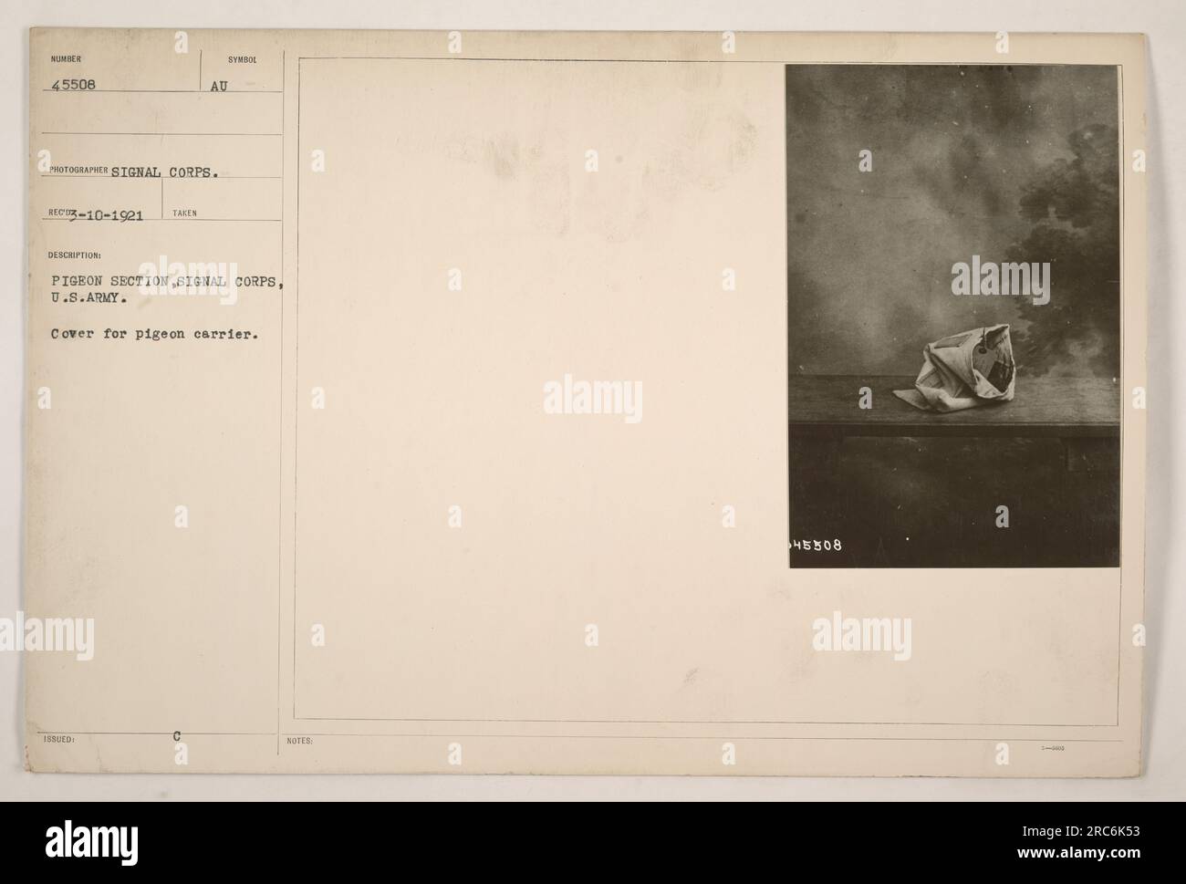 Pigeon Section, Signal Corps, U.S. Army. A cover designed to protect a ...