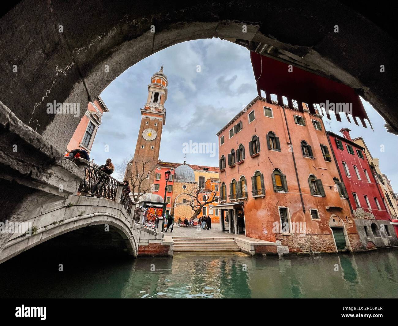 Venice, Italy - April 2, 2022: Clock and bell tower of the Church of ...