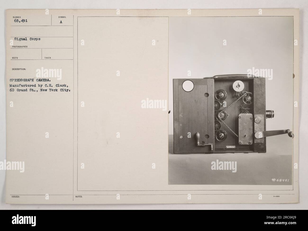 A Speedograph Camera in use during World War One. Manufactured by C.H ...