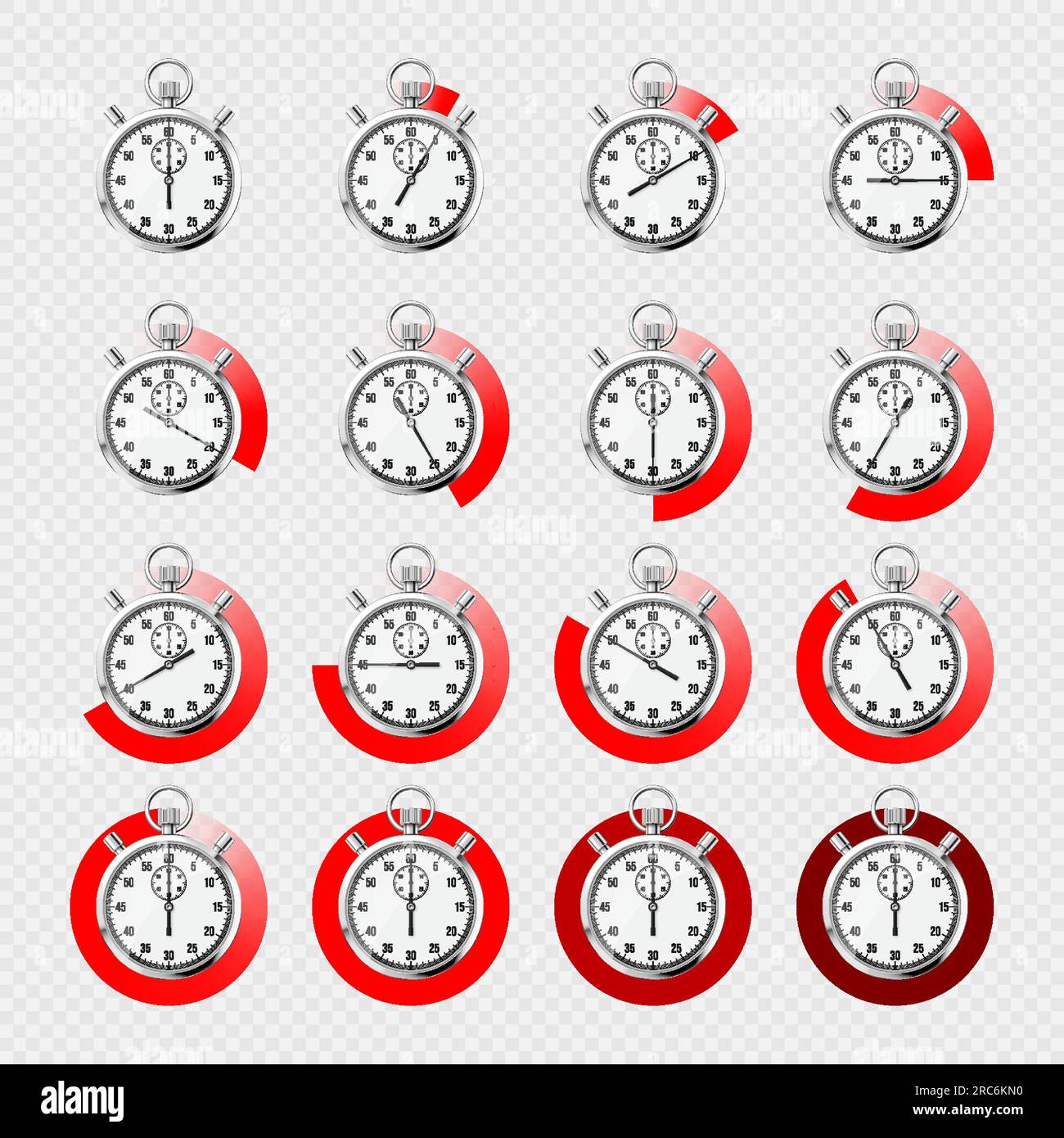 Realistic classic stopwatch. Shiny metal chronometer, time counter with ...