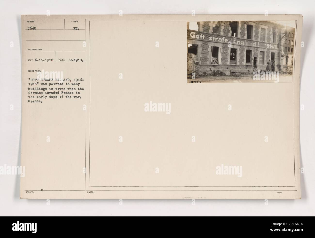 "German propaganda painted on buildings in France during the early days ...