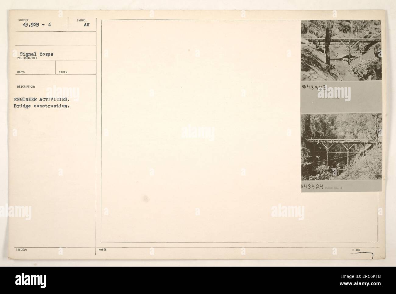 A photograph showing U.S. military engineers engaged in bridge ...