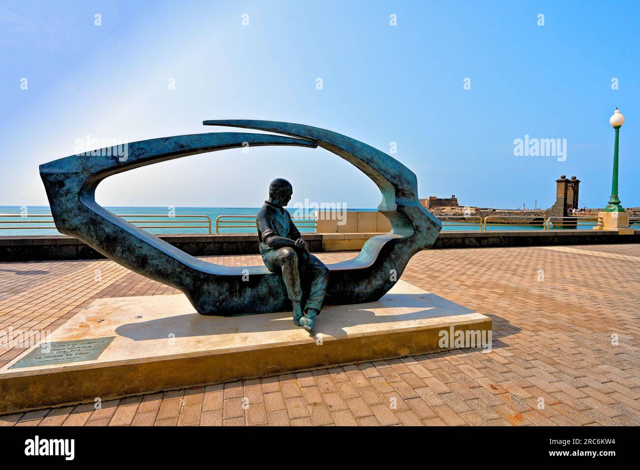 Lanzarote Canary Islands Arrecife town waterfront statue called La ...