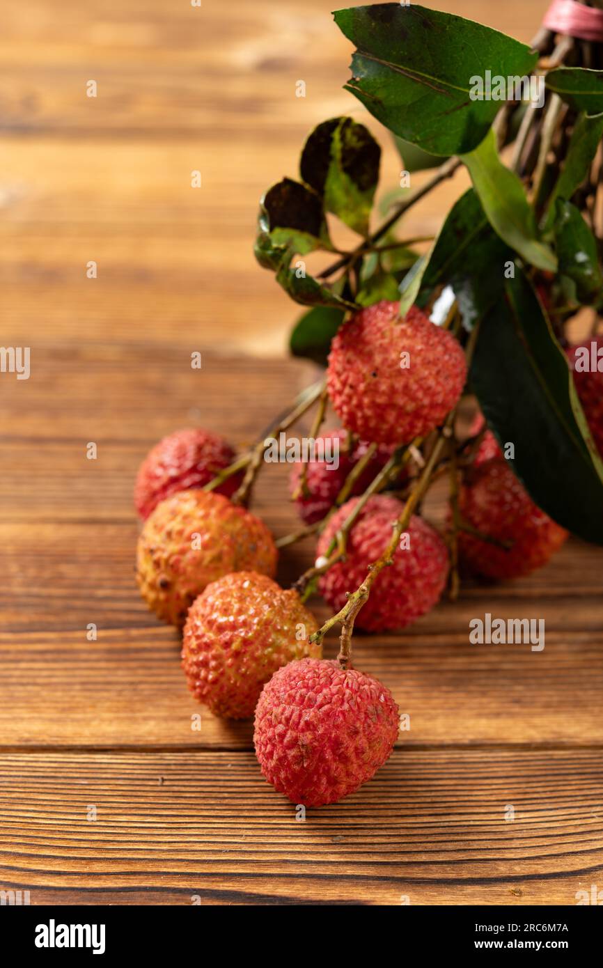 angle view bunch of fresh lichees at vertical composition Stock Photo ...