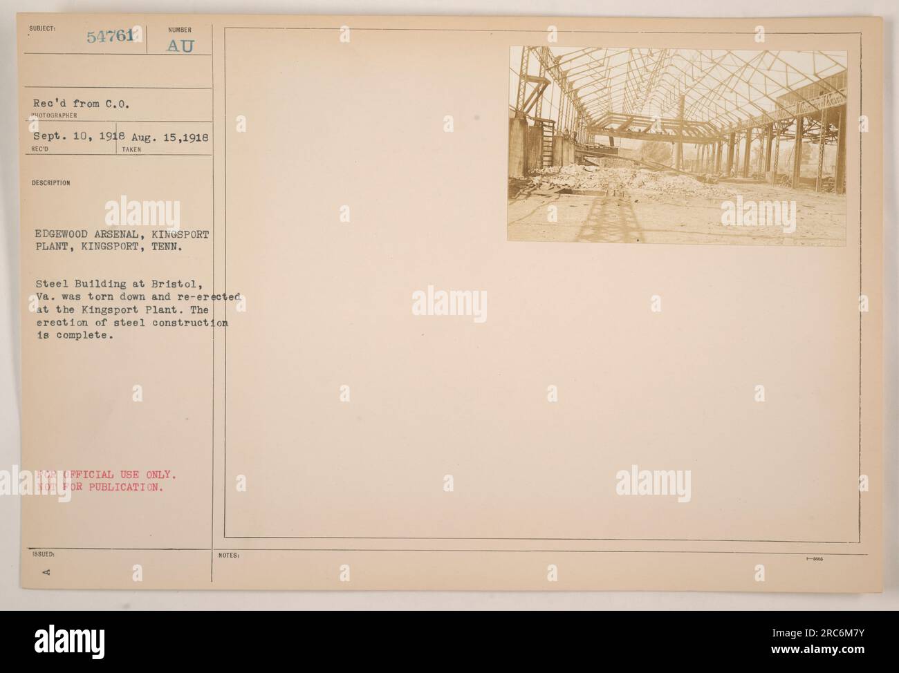 "Steel building at Bristol, Virginia, was dismantled and rebuilt at the ...