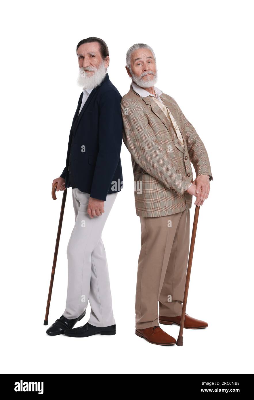 Senior men with walking canes on white background Stock Photo - Alamy