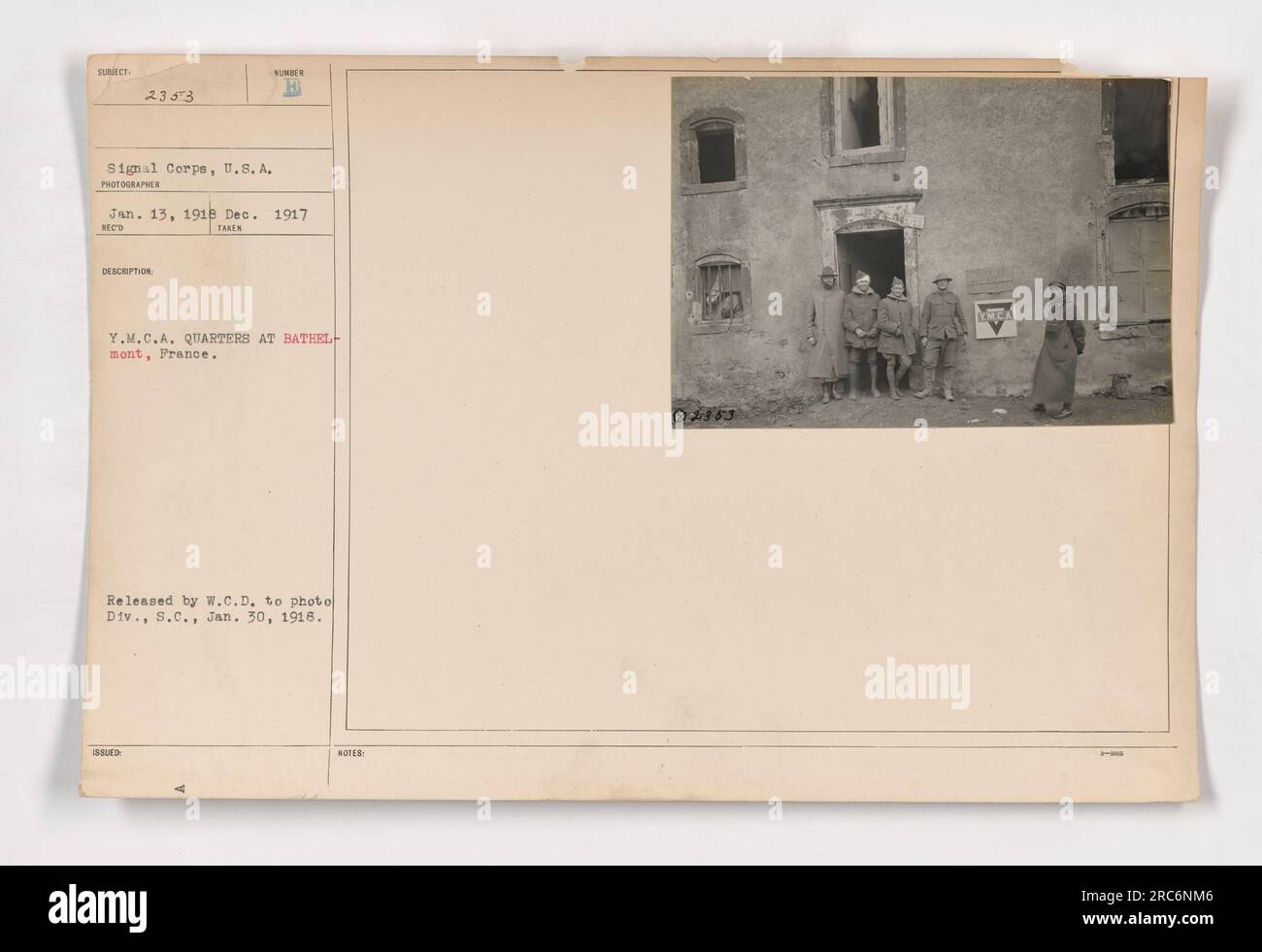 Y.M.C.A. quarters at Bethelmont, France. The photograph was taken by ...