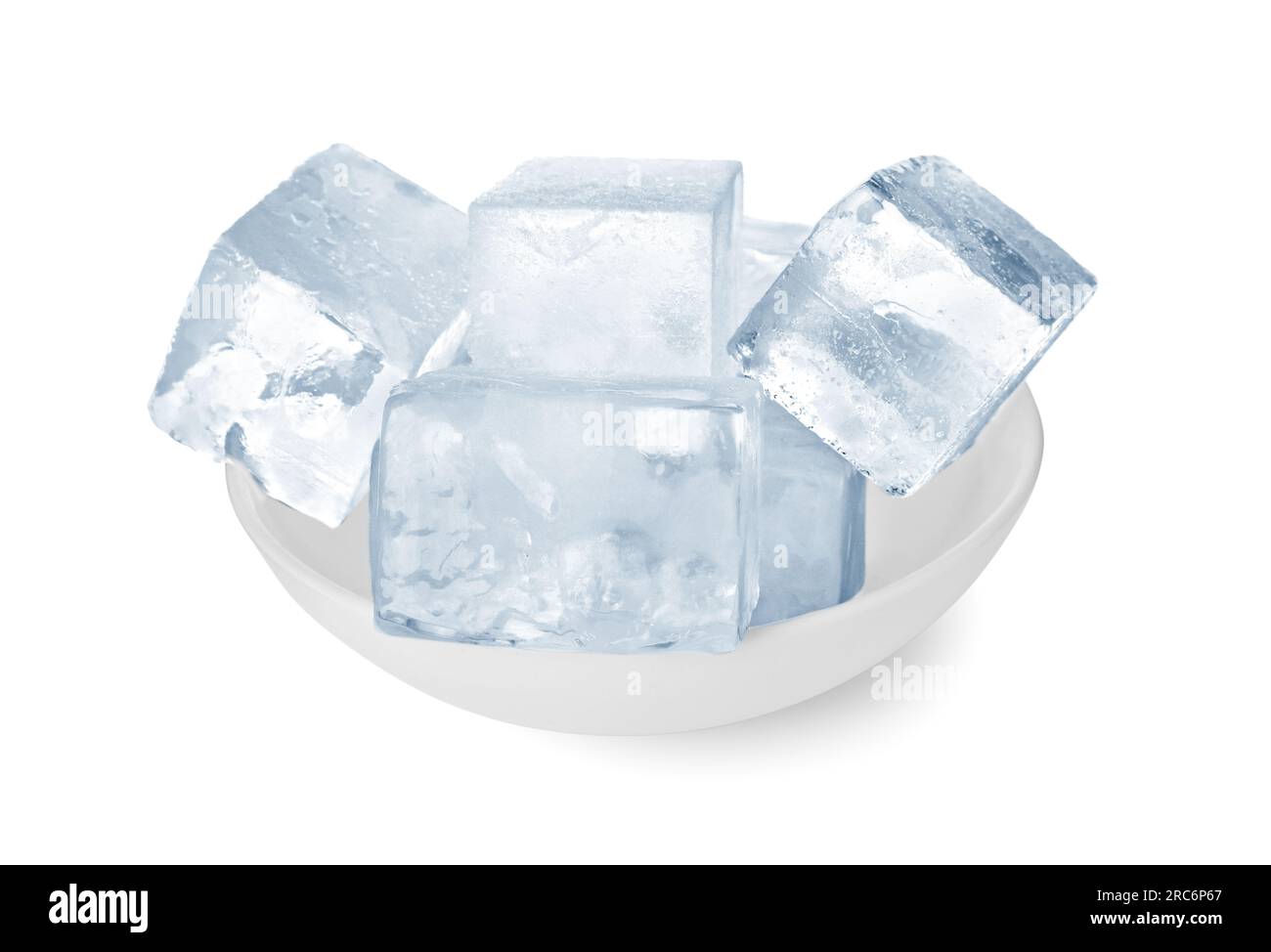 Bowl of crystal clear ice cubes isolated on white Stock Photo - Alamy