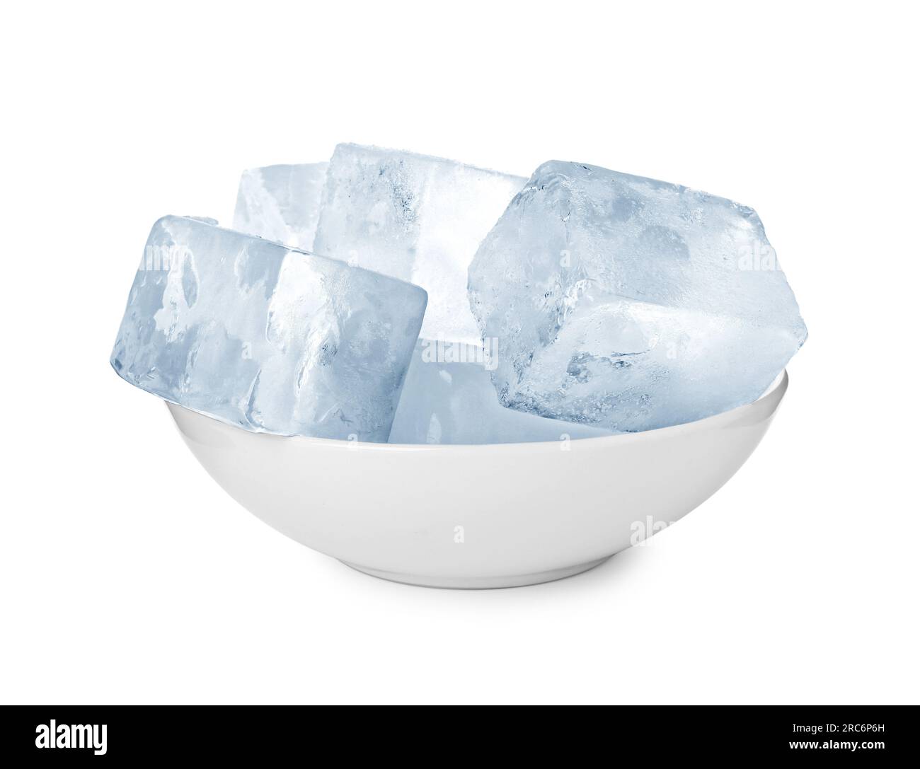 Bowl of crystal clear ice cubes isolated on white Stock Photo - Alamy